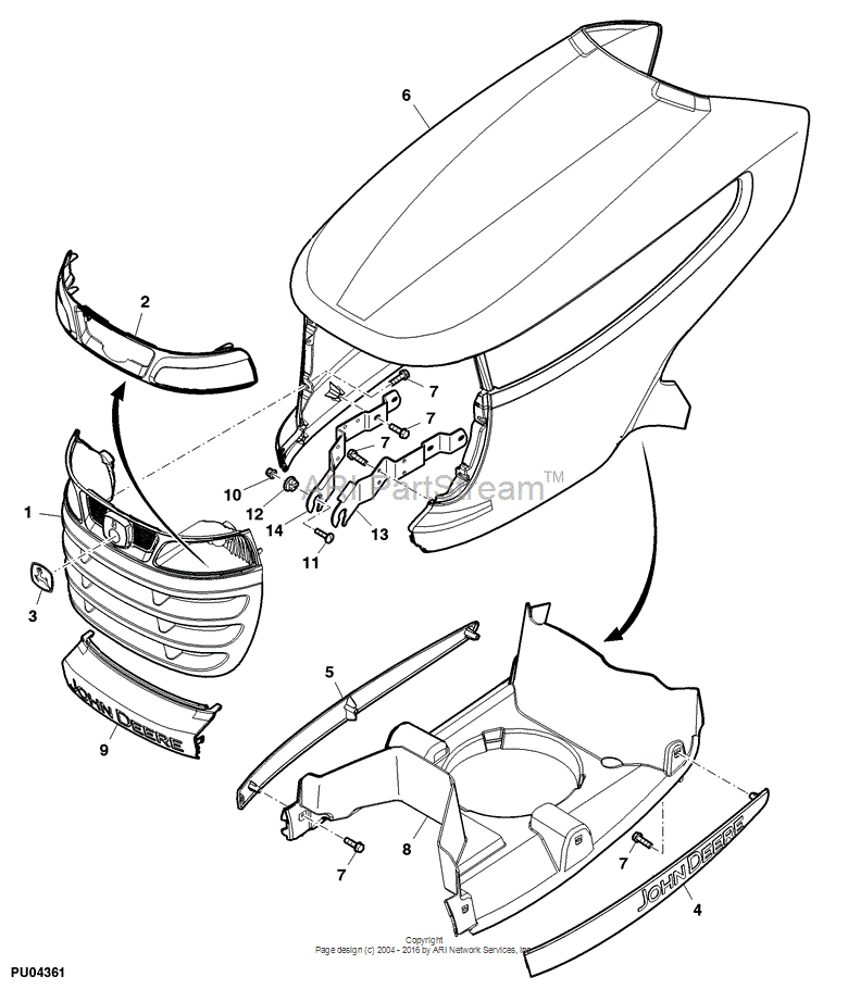 M152313 - HOOD fits JOHN DEERE