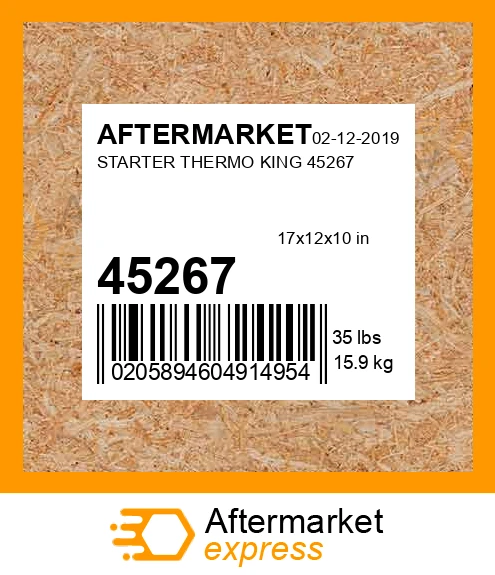 45267 - STARTER THERMO KING AFTERMARKET | Price: $276.89 Stock: California