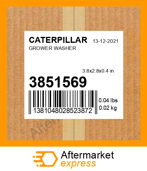 385-1569 - GROWER WASHER fits CATERPILLAR | Price: $0.23 Stock: Tennessee