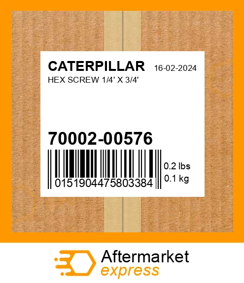 70002-00576 - HEX SCREW 1/4' X 3/4' fits CATERPILLAR | Price: $8.63