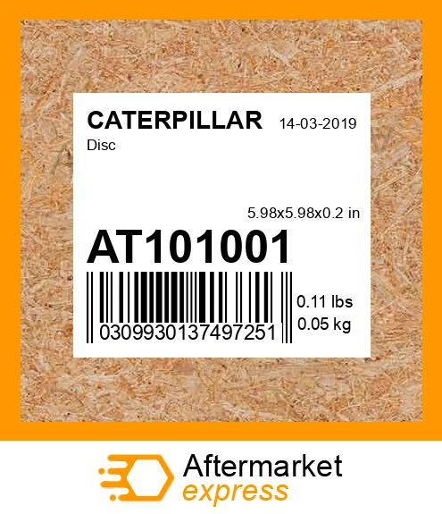 AT101001 - Disc fits CATERPILLAR | Price: $7.92