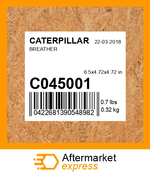 C045001 - BREATHER fits CATERPILLAR | Price: $29.91