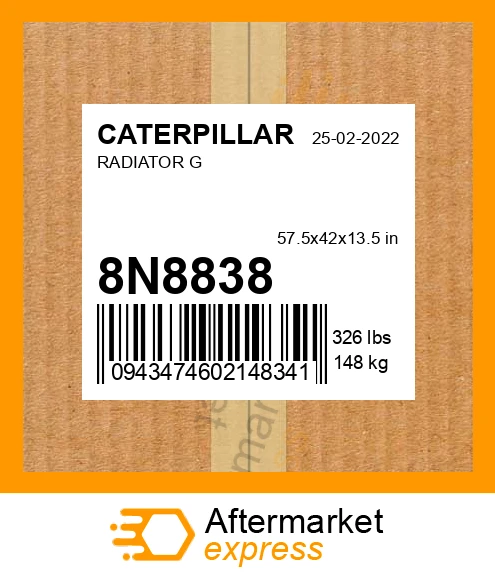 8N8838 - RADIATOR G fits CATERPILLAR | Price: $8,535