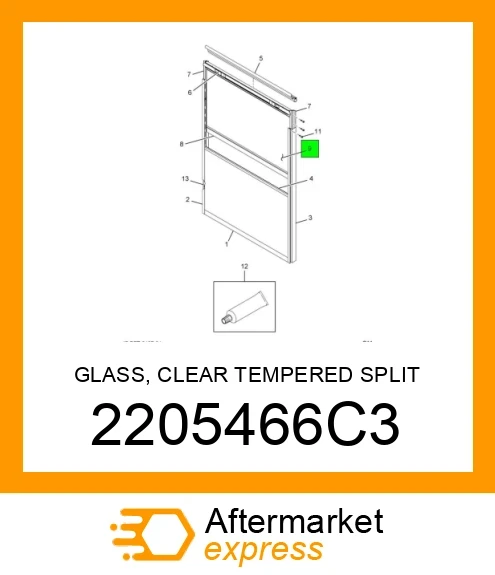 2205466C3 - GLASS, CLEAR TEMPERED SPLIT SASH WINDOW fits IC BUS | Price ...