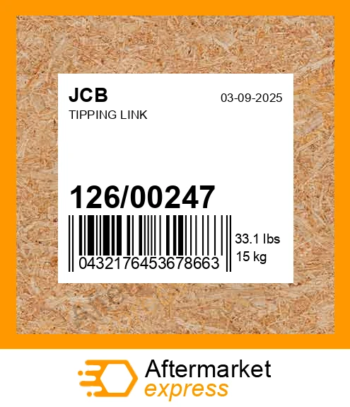 126/00247 - TIPPING LINK fits JCB | Price: $474.84 Stock: Florida
