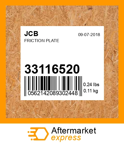 331/16520 - FRICTION PLATE fits JCB | Price: $7.32 Stock: Florida