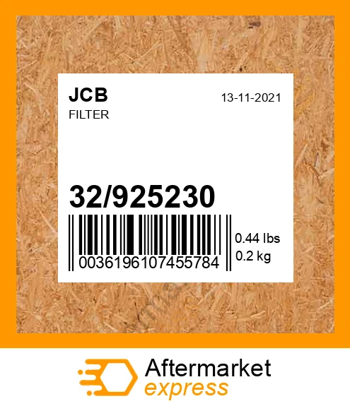 32/925230 - FILTER fits JCB | Price: $63.44 Stock: Florida