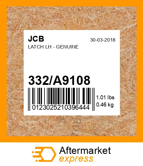 332/A9108 - LATCH LH - GENUINE fits JCB | Price: $249.48