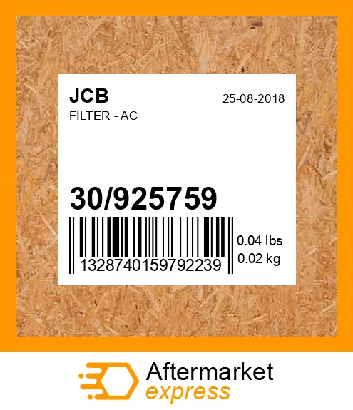30/925759 - FILTER - AC fits JCB | Price: $35.65 Stock: Florida
