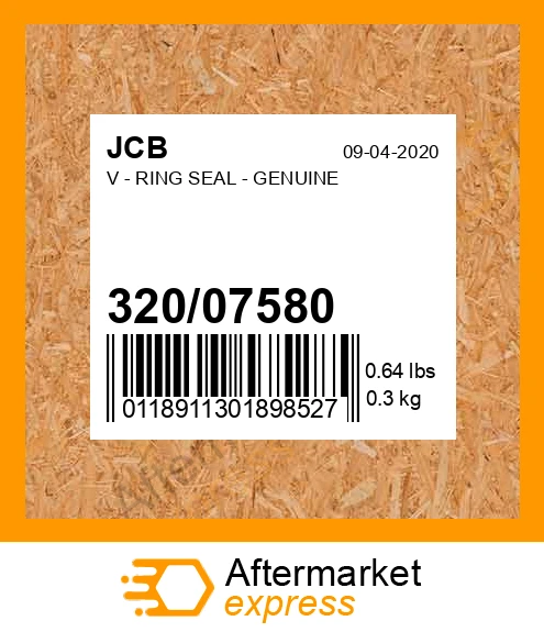 320/07580 - V - RING SEAL - GENUINE fits JCB | Price: $76.88 Stock: Florida