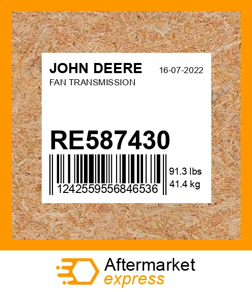 RE587430 - Fan Drive - FAN DRIVE, DRY DRIVER ASSEMBLY 9L, fits JOHN DEERE