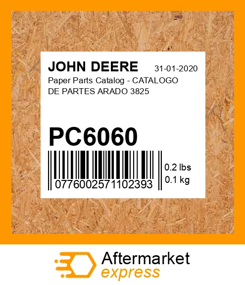 PC6060 - Paper Parts Catalog - CATALOGO DE PARTES ARADO 3825 fits JOHN ...