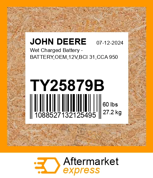 TY25879B - Wet Charged Battery - BATTERY,OEM,12V,BCI 31,CCA 950 fits ...