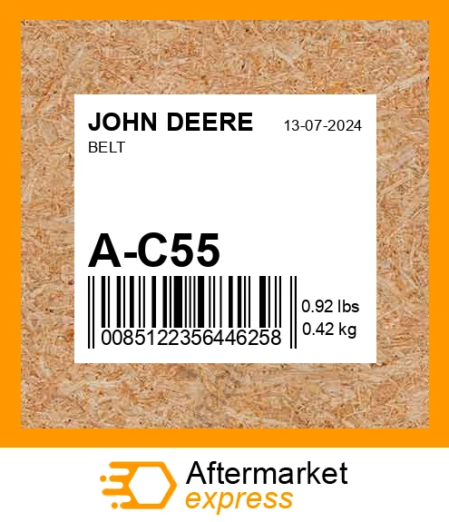 A-C55 - BELT fits JOHN DEERE | Price: $12.27 Stock: Wisconsin