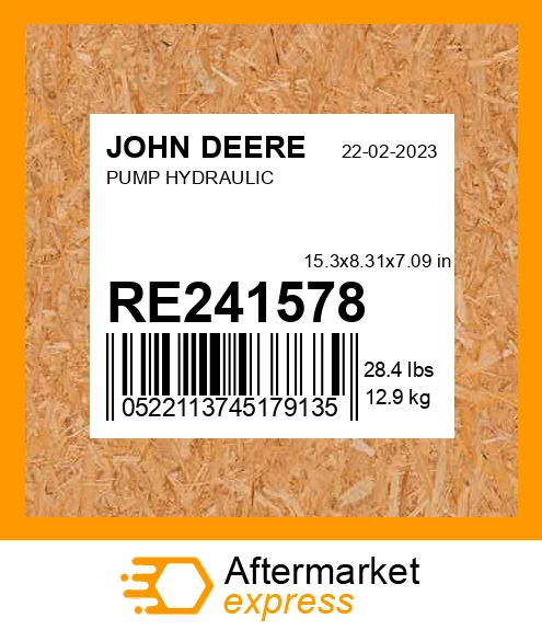 RE241578 - Hydraulic Pump fits JOHN DEERE