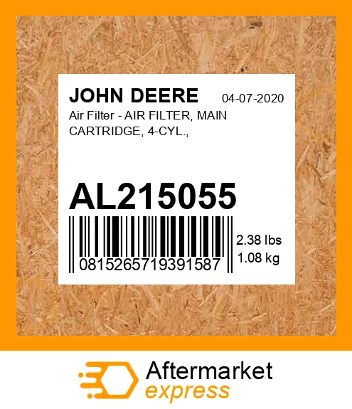 AL215055 - Air Filter - AIR FILTER, MAIN CARTRIDGE, 4-CYL., fits JOHN ...