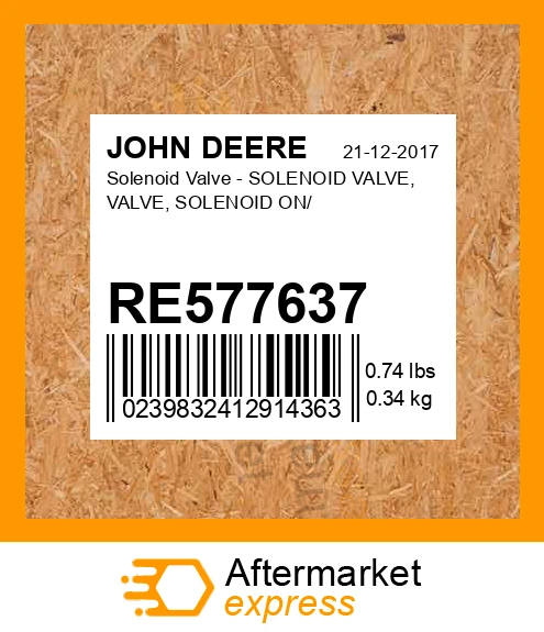 RE577637 - Solenoid Valve - SOLENOID VALVE, VALVE, SOLENOID ON/ fits ...