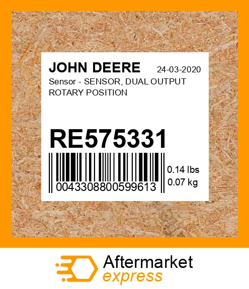 RE575331 - Sensor - SENSOR, DUAL OUTPUT ROTARY POSITION fits JOHN DEERE