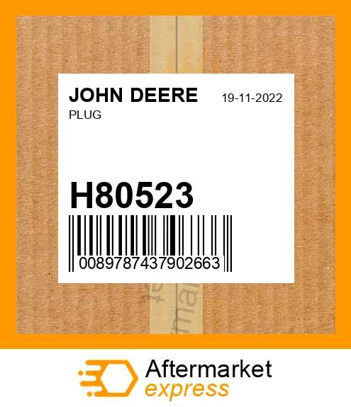 H80523 - PLUG fits JOHN DEERE | Price: $0.91 Stock: Wisconsin