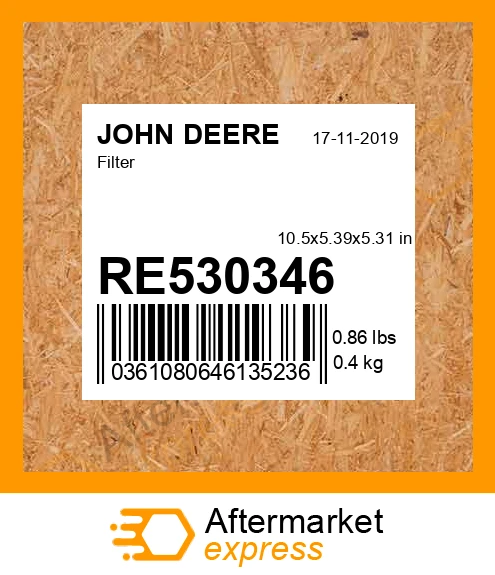 RE530346 - Filter fits JOHN DEERE