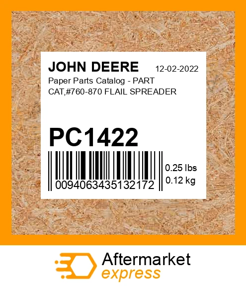 PC1422 - Paper Parts Catalog - PART CAT,#760-870 FLAIL SPREADER fits ...