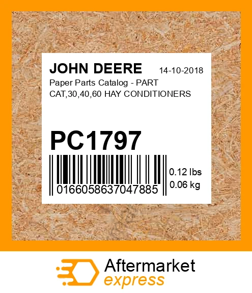 PC1797 - Paper Parts Catalog - PART CAT,30,40,60 HAY CONDITIONERS fits ...
