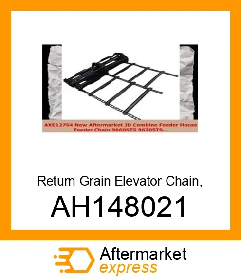 AH148021 - Return Grain Elevator Chain, Rubber Paddles fits JOHN DEERE ...