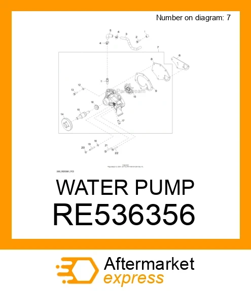 RE536356 - WATER PUMP fits JOHN DEERE