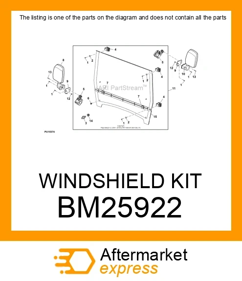 BM25922 - WINDSHIELD KIT fits JOHN DEERE