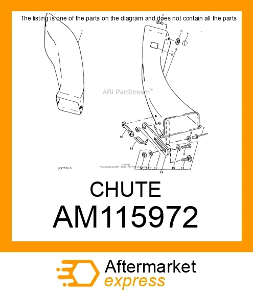 AM115972 - CHUTE fits JOHN DEERE | Price: $145.03