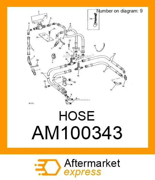 AM100343 - HOSE fits JOHN DEERE | Price: $25.61 Stock: Wisconsin