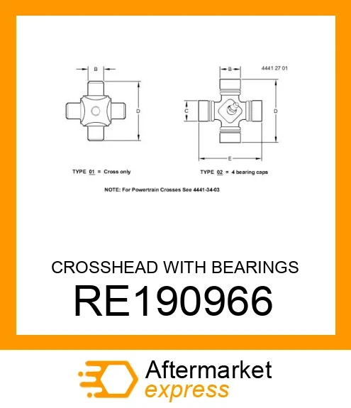 RE190966 - CROSSHEAD WITH BEARINGS fits JOHN DEERE