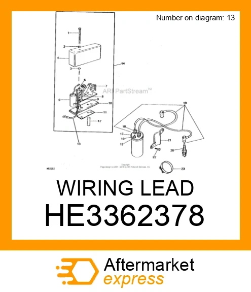 HE336-2378 - WIRING LEAD fits JOHN DEERE | Price: $8.17 Stock: Wisconsin