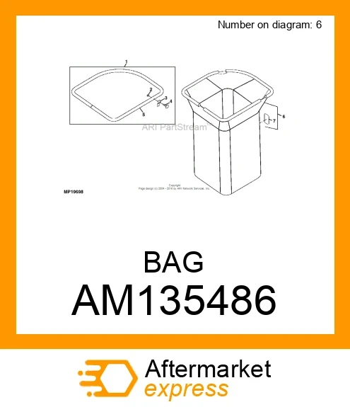 AM135486 - BAG fits JOHN DEERE | Price: $39.60 Stock: Wisconsin