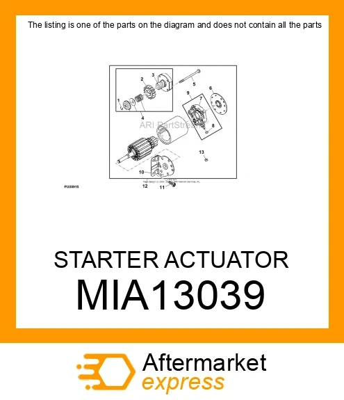 MIA13039 - STARTER ACTUATOR fits JOHN DEERE