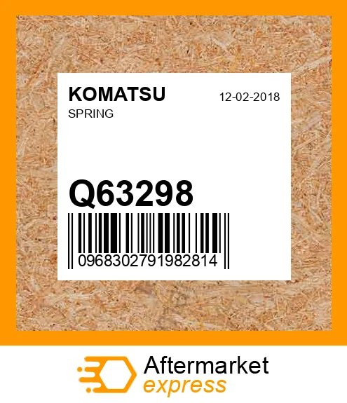 Q63298 - SPRING fits KOMATSU | Price: $0.98 Stock: Florida