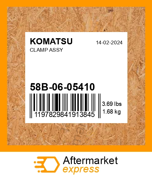 58B-06-05410 - CLAMP ASSY fits KOMATSU | Price: $685.18 Stock: Florida