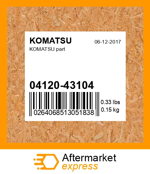 04120-43104 - part fits KOMATSU | Price: $47.56 Stock: Florida