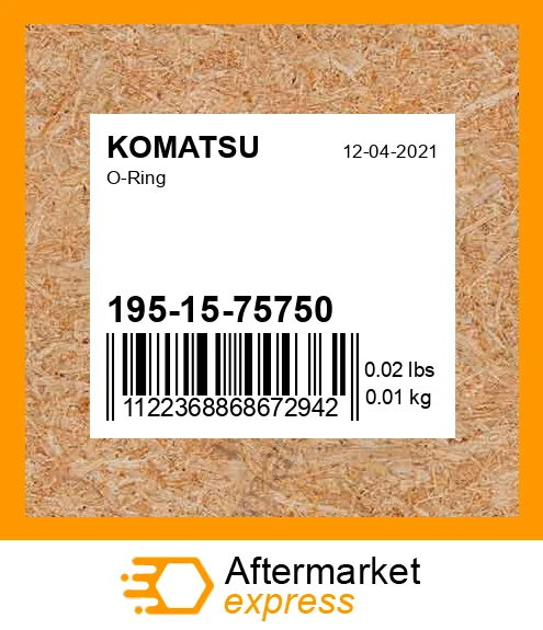 195-15-75750 - O-Ring fits KOMATSU | Price: $18.34 Stock: Florida