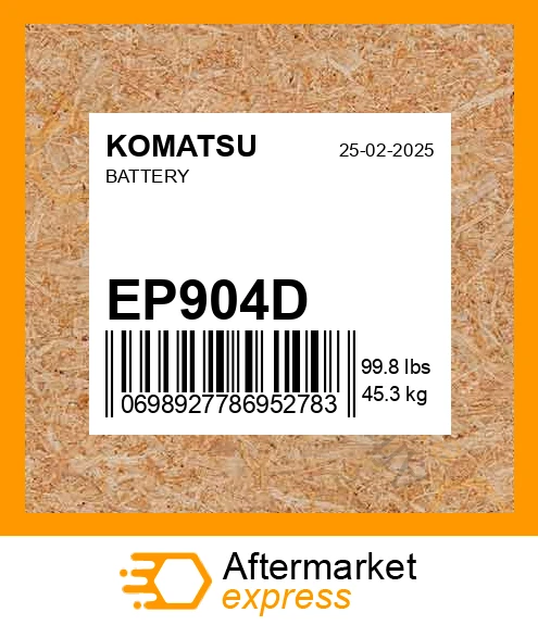 EP904D - BATTERY fits KOMATSU | Price: $416.96