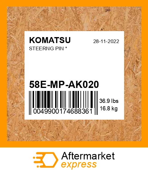 58E-MP-AK020 - STEERNG PIN * fits KOMATSU | Price: $3,468 Stock: Florida