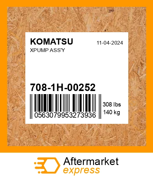 708-1H-00252 - XPUMP ASS'Y fits KOMATSU | Price: $28,696 Stock: Florida