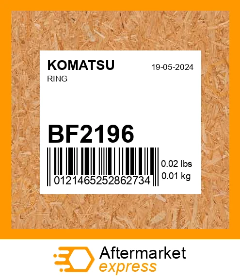 BF2196 - RING fits KOMATSU | Price: $59.74
