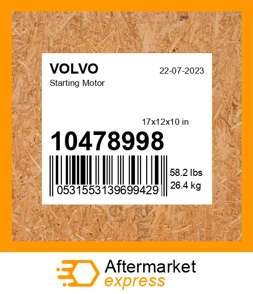 10478998 - Starting Motor fits VOLVO | Price: $1,041